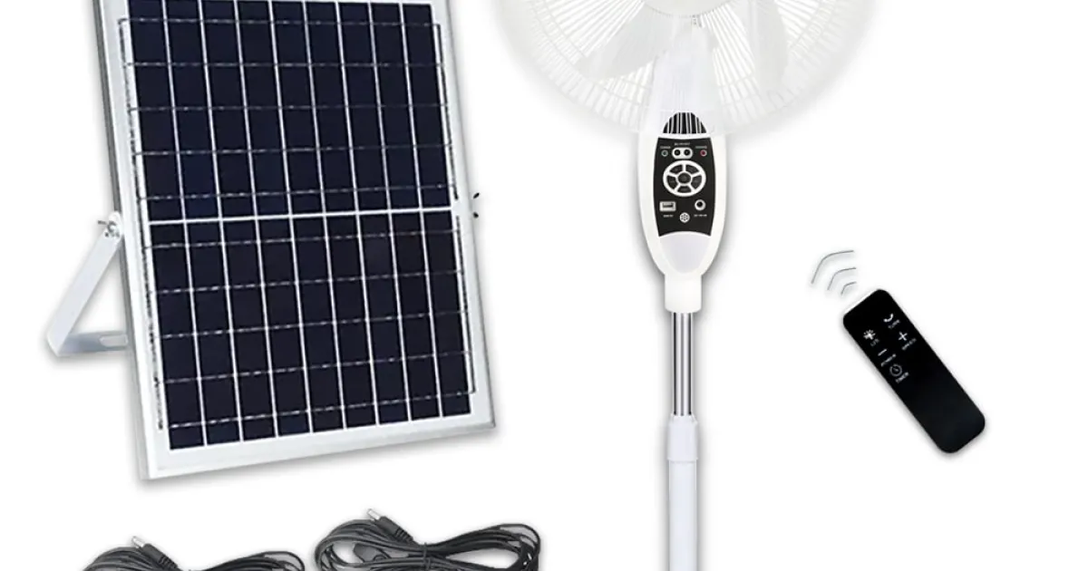 GDTimes 16" 6V Rechargeable Fan With Solar Panel 10W & 2 Bulbs GD-936