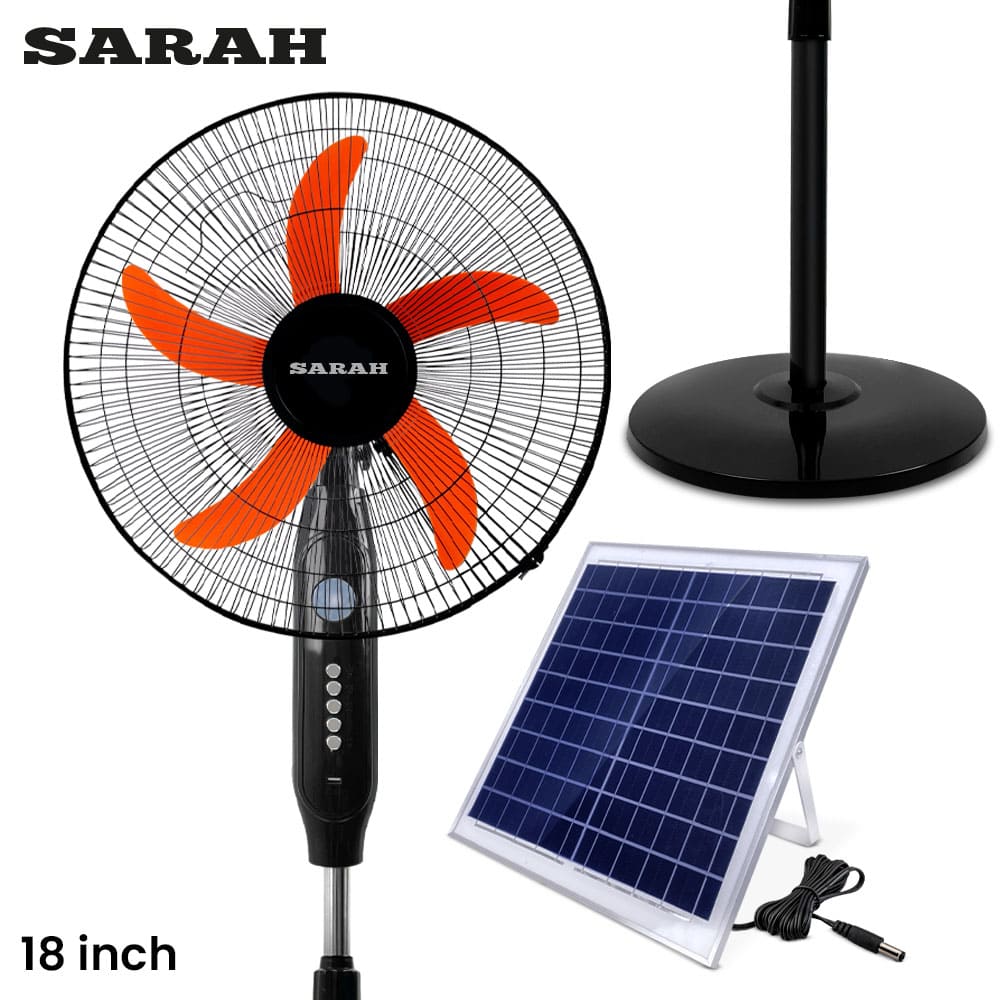 SARAH 18” Rechargeable Solar Fan Lithium Battery 6100mAh 12V V51-6