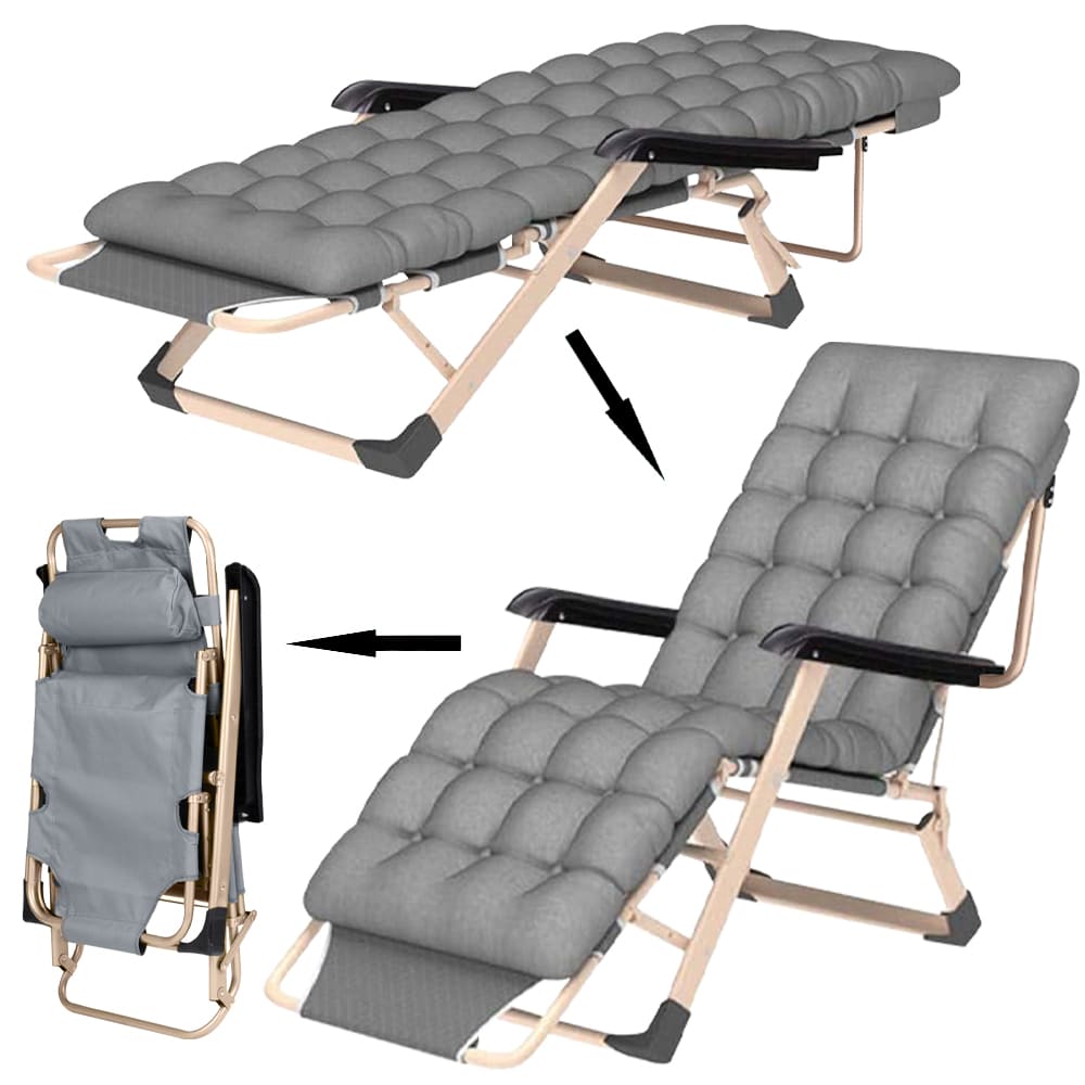 Portable Outdoor Chair With 90° Backrest & Mattress