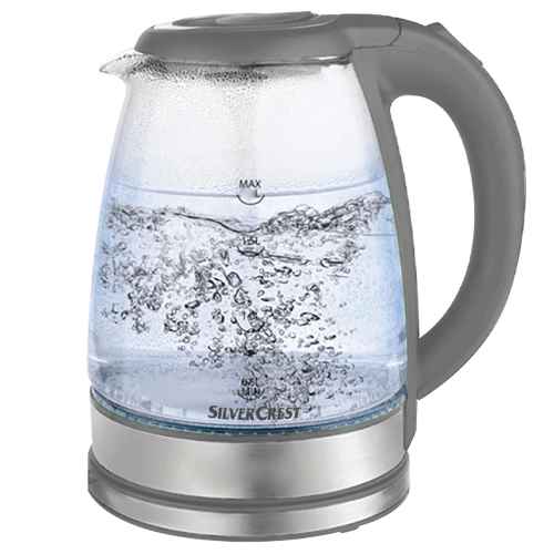 ILLUMINATING GLASS KETTLE, SILVERCREST 2 L